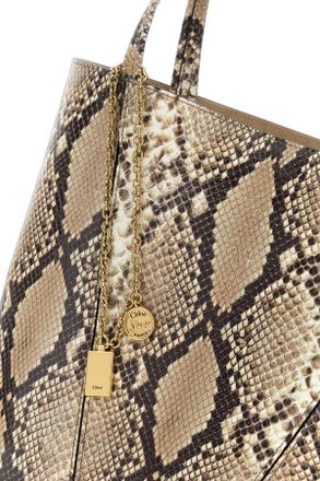 Chlo&eacute; Python-Pattern Leather Tote Bag - Beige