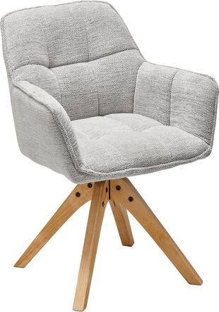 MID.YOU Mid.you Armlehnstuhl, Eiche, Hellgrau, Holz, Textil, Eiche, massiv, Drehkreuz, 63x83x61 cm, inklusive Armlehnen, Esszimmer, St&uuml;hle, Esszimmerst&uuml;hle, A