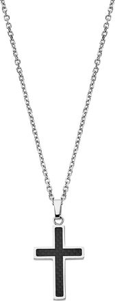 Lotus Halskette für Herren aus Edelstahl in der Farbe Silber und Schwarz, Länge: 49,7 cm, LS1983-1/1