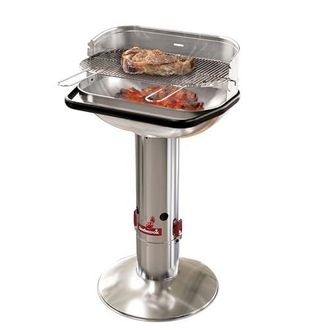 Barbecook Barbecook Loewy 55 Holzkohlegrill BBQ mit Windschutz aus edelstahl, Grillen f&uuml;r 10 Personen, 60x35x101cm, Verchromt