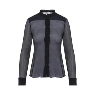 Chlo&eacute; Transparente Bluse mit Knopfleiste - - Blouses & Shirts - Damen - Blau - M