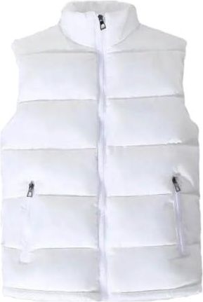 Generic Veste blanche pour hommes, coupe ajust&eacute;e, col montant, sans manches, veste bouffante pour hommes, manteau chaud, blanc, XL