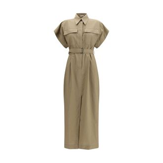 Brunello Cucinelli Pocket Belted Midi Dress - Beige