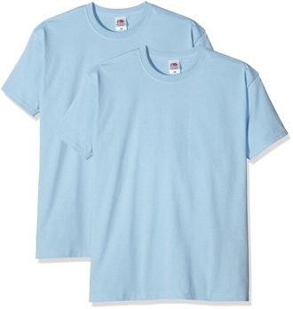 Fruit Of The Loom Herren T-Shirt Super Premium T, 2er Pack, Blau (Sky Blue), Large