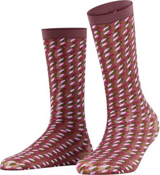Falke Damen Kniestrümpfe Socialite 30 DEN W KH Transparent gemustert 1 Paar, Rot (Wine Must 8443), 39-42