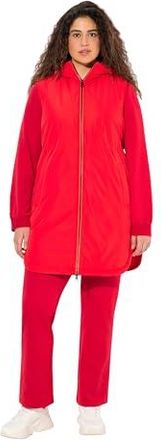 Ulla Popken Femme Grandes tailles Gilet matelassé HYPRAR réversible et déperlant, fermeture à glissière à double sens, capuche salsa 62+ 833757530-62+