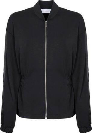 Ga&euml;lle Paris Femme, Vestes, Noir, Taille: 38 FR SweaT-shirt Enti&egrave;rement Zipp&eacute; Interlock avec Pendentif Logo