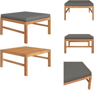 vidaXL Fußhocker mit Dunkelgrauer Auflage Massivholz Teak - Holzfußhocker - Gartenstuhl - Teakholz - Outdoor Möbeln - Balkonmöbeln