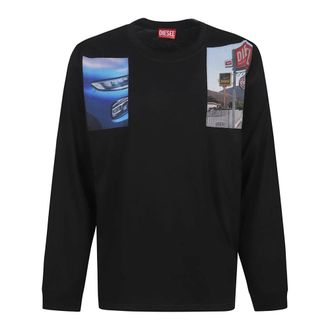 Diesel Langarm-T-Shirt mit Foto-Patches - - Tops - Herren - Schwarzk - S