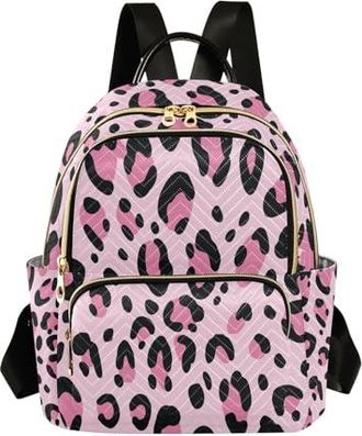 Mnsruu Mini sac à dos pour femme, imprimé léopard rose, guépard, petit sac à dos tendance pour femme, sac à dos décontracté, Multi1047, M