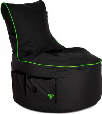 BuBiBag XXL Sitzsack Riesensitzsack 90x75x80cm - Gaming Sessel f&uuml;r Erwachsene & Kinder - Waschbar & mit EPS F&uuml;llung - Farbe (Schwarz - Toxic Green)