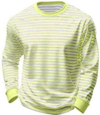 Generic T-shirt ray&eacute; pour homme et femme - Rouge et blanc - Large - Ray&eacute; - T-shirt &agrave; manches longues - Col rond - Classique - Sweat-shirt pour les loisirs - T