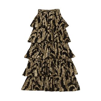 By Ti Mo Goldener R&uuml;schen Maxi Rock - - Skirts - Damen - Mehrfarbig - M