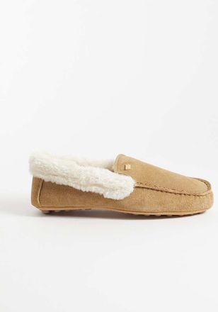Hunter chaussons mocassins en sherpa taupe-Marron