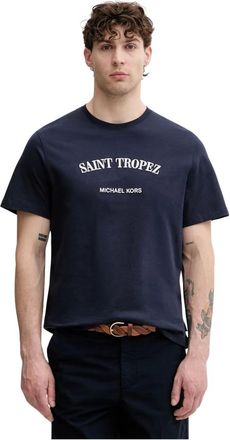 Michael Kors Homme, Tops, Bleu, Taille: 2XL T-shirt en jersey de coton Saint Tropez