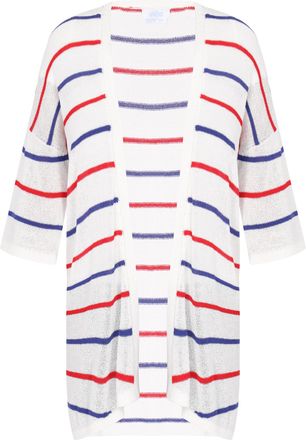 Usha Strickjacke Frauen wei&szlig; marineblau rot