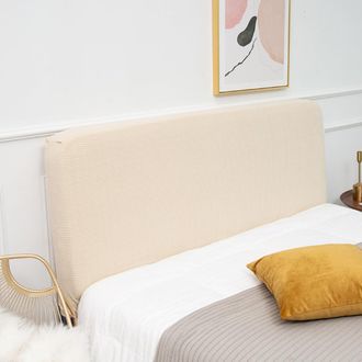 Generic Dehnbarer Bettkopfteil Bezug Schutzbezug in voller Gr&ouml;&szlig;e, elastisch, staubdicht, Kopfteilbezug Bett 180 kompatibel, f&uuml;r Schlafzimmerdekoration Beige V