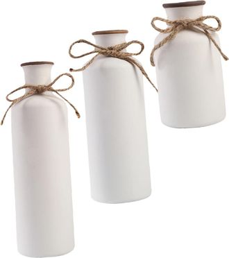 Lurrose 3 St&uuml;ck Teiliges Keramik blumenvasen Rustikale Wei&szlig;e Dekovasen f&uuml;r Getrocknete Blumen Moderne Wohnzimmertisch deko Vielseitige Dekorative Vasen f&uuml;r Es