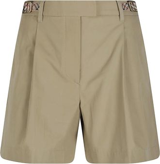 Burberry Femme, Shorts, Beige, Taille: 36 FR Check Trim Cotton Poplin Shorts