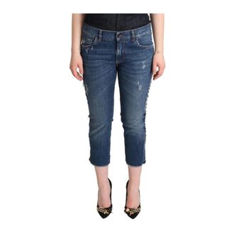 Dolce & Gabbana Femme, Jeans, Bleu, Taille: 36 FR Mid Waist Denim Cropped Jeans