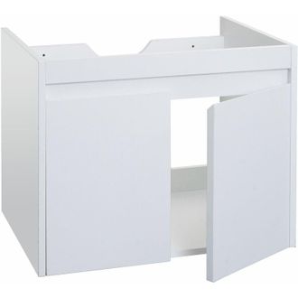 Hhg Meuble sous-lavabo 632, meuble sous-lavabo de salle de bains, mvg m&eacute;lamine 2 portes 48x59x46cm, blanc