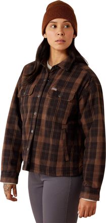 Ariat Womens Rebar Flannel Insulated Shirt Jacket Long Sleeve in Rain Drum, Size X-Large, by Ariat