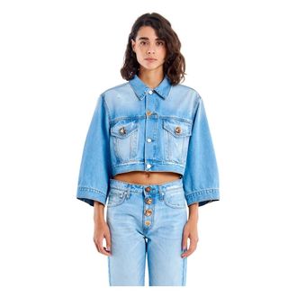 Vicolo Femme, Vestes, Bleu, Taille: 40 FR Giubbino Denim Bottoni Gioiello