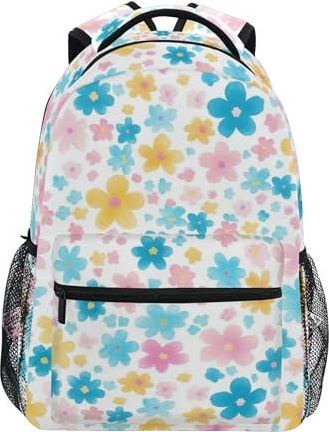 Generic Fleur Bleue Et Roses 23101474 Cartable Scolaire Confort Sac &Agrave; Dos Unisexe Sacs D&Eacute;cole Pour Pc Voyage Travail 29X40Cm