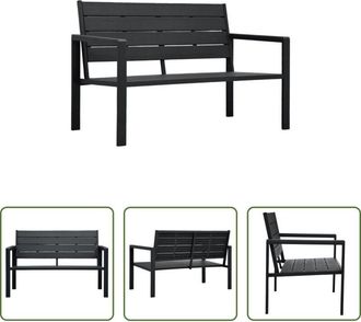 vidaXL HDPE - Gartenbank 120 cm HDPE Schwarz Holz-Optik