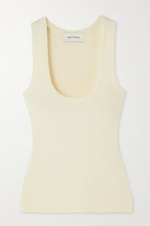 Matteau + Net Sustain Oberteil In Rippstrick - Ecru