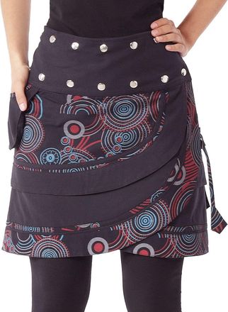 Purewonder Damen Wickelrock Minirock mit Tasche Rock sk181 Schwarz 2