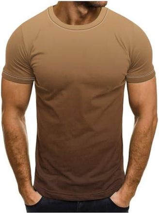 Generic T-shirt &agrave; col rond pour homme, l&eacute;ger, d&eacute;contract&eacute;, &eacute;l&eacute;gant, extensible, confortable, respirant, basique &agrave; manches courtes, chemise de course &agrave; pied et