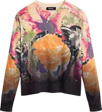Desigual Femme, Pulls, Multicolore, Taille: 38 FR Jers Rose Degrade Lacroix Pull
