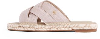 Tommy Hilfiger Damen Pantoletten Chambray Mule Sandalen, Beige (Horseradish), 38
