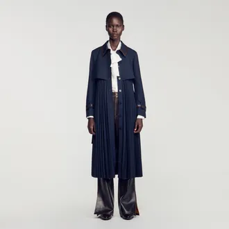 Sandro Trench avec col en cuir pliss&eacute;