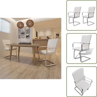 vidaXL Vidaxl - Freischwinger 2 Stk. Wei&szlig; Kunstleder - Esszimmerst&uuml;hle - Kunstledersitze - Wei&szlig;e M&ouml;bel - Freistehende St&uuml;hle - Moderner Sessel