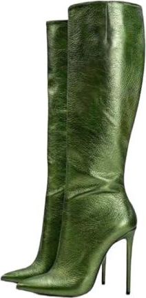 Generic Bottes hautes dhiver chaudes à bout pointu pour femme - Couleur unie, EN8, 38.5 EU