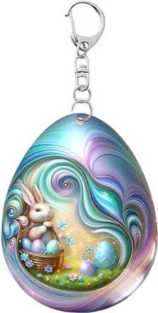 Generic Porte-cl&eacute;s oeuf de P&acirc;ques | Porte-cl&eacute;s en forme de lapin, breloque de sac &agrave; main en acrylique 2D | pour f&ecirc;te de P&acirc;ques, portefeuille, sac &agrave; main, sac 