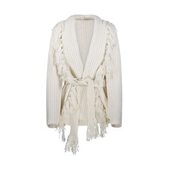 By Malene Birger Candela Fransen Wickelstrickjacke - - Knitwear - Damen - Wei&szlig; - S