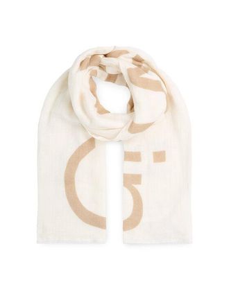 Calvin Klein Schal Bold Logo Cotton Hemp Scarf K60K612975 &Eacute;cru