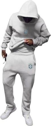 ORANDESIGNE Ensemble de Jogging Y2K Homme 2 Pi&egrave;ces Set L&eacute;g&egrave;re Ensemble de Surv&ecirc;tement Unisexe Sweat &agrave; Capuche et Pantalon de Sport Style Streetwear Hip Hop A Gris