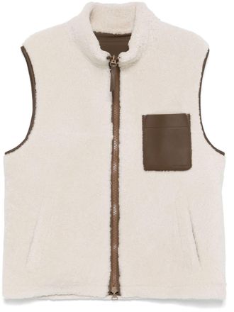 Yves Salomon gilet en peau lain&eacute;e - Blanc
