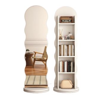 Generic Spiegel Standspiegel Ganzk&ouml;rperspiegel mit Ablagen f&uuml;r Schlafzimmer Bad Wohnzimmer(White,40x168 cm)