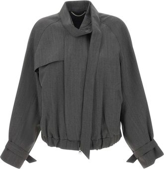 Victoria Beckham Femme, Vestes, Gris, Taille: 40 FR Bomber avec &eacute;charpe