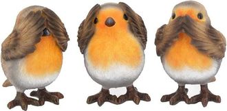 Nemesis Now Three Wise Robins Figur, 8 cm, Braun
