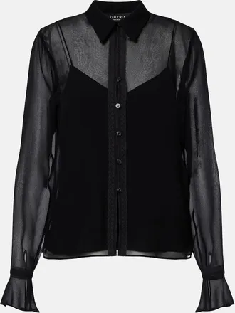 Gucci Chemise en soie &agrave; dentelle