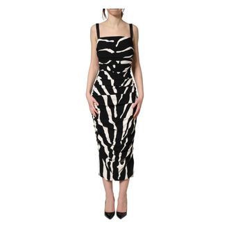 Dolce & Gabbana Cady Wadenlanges Kleid - - Dresses - Damen - Schwarzk - 2XS