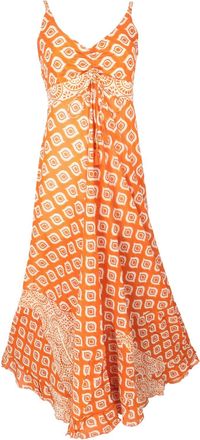 Guru Shop Luftiges Maxikleid, Boho Sommerkleid, Baumwollkleid - Orange, Damen, Baumwolle