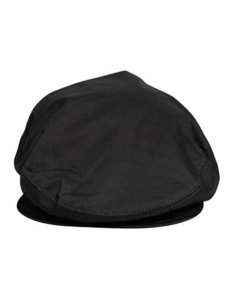 Dolce & Gabbana Mens Black Cotton Newsboy Capello Cabbie Hat Elastane