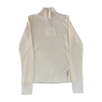 Calvin Klein Pull &agrave; col roul&eacute; en m&eacute;rinos - Femme - Pulls - Blanc - Taille: 40 FR